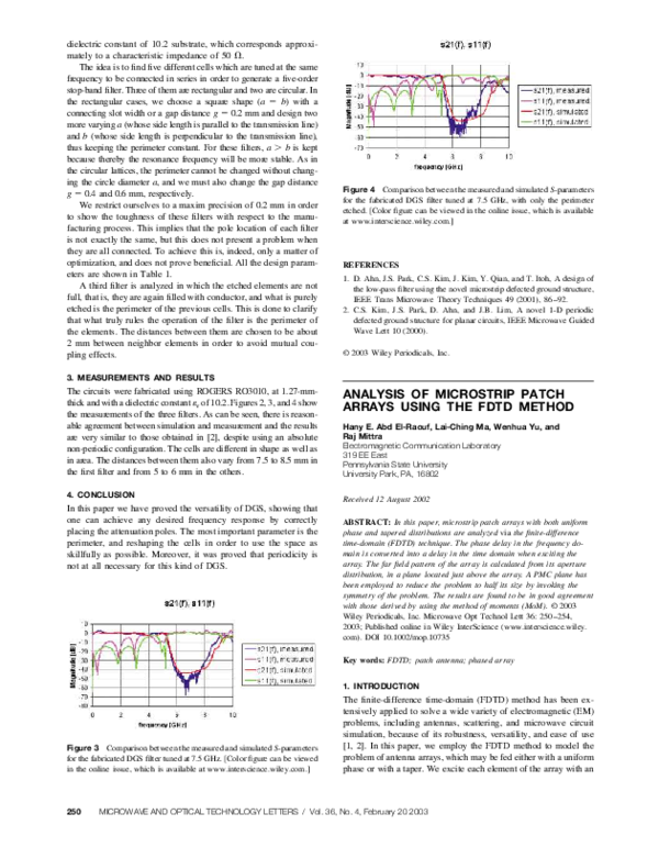 (PDF) Analysis of microstrip patch arrays using the FDTD method