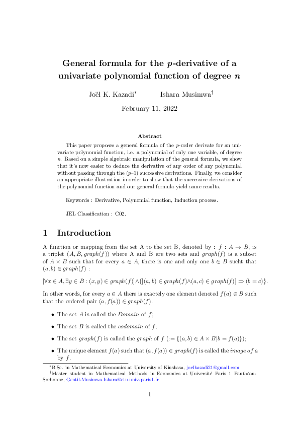 (PDF) General formula for the p-derivative of a univariate polynomial ...