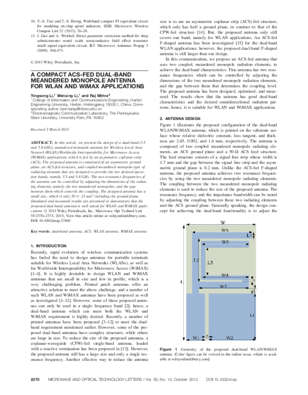 (PDF) A Compact ACS-FED Dual-Band Meandered Monopole Antenna for Wlan ...