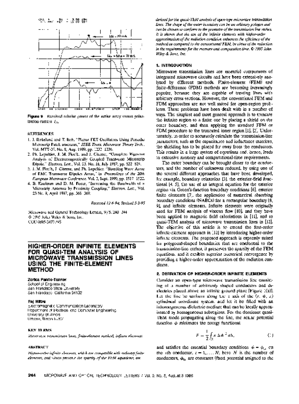 (PDF) Higher-order infinite elements for quasi-TEM analysis of microwave transmission lines ...