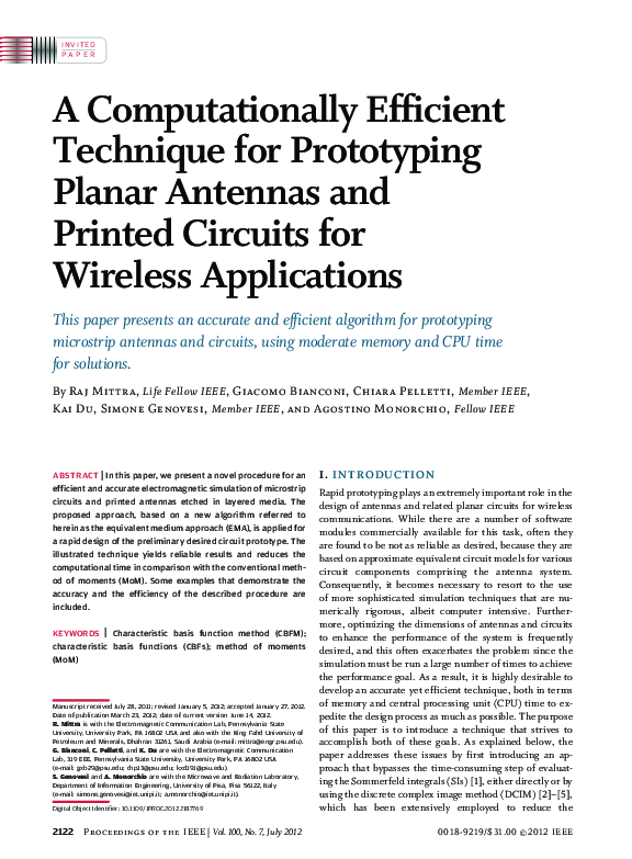 Pdf A Computationally Efficient Technique For Prototyping Planar