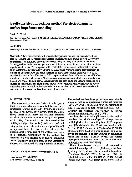 (PDF) A self-consistent impedance method for electromagnetic surface impedance modeling