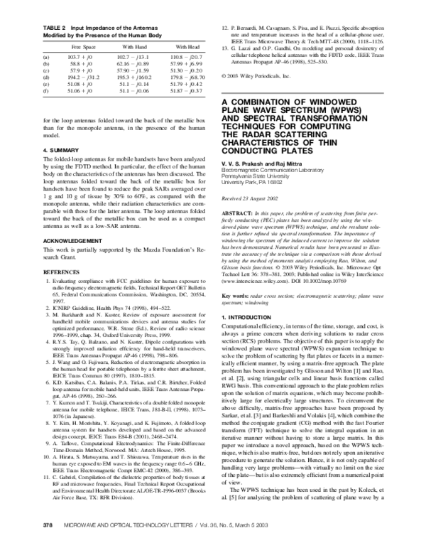 Pdf A Combination Of Windowed Plane Wave Spectrum Wpws And Spectral Transformation