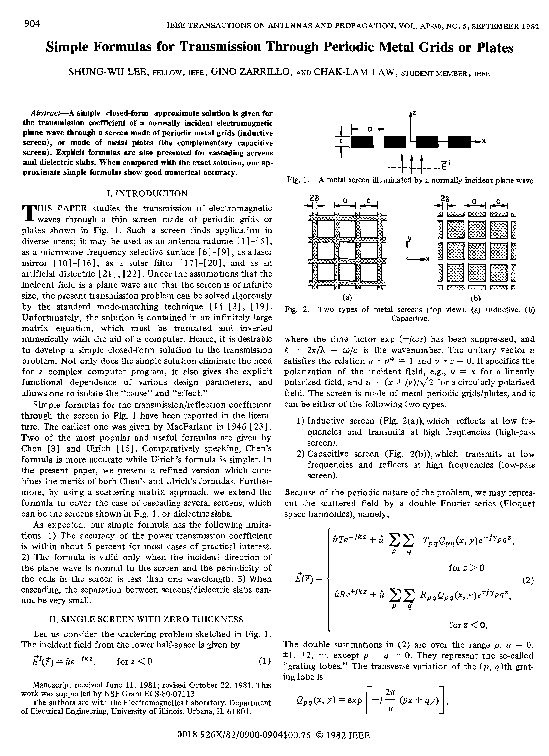 (PDF) Simple formulas for transmission through periodic metal grids or ...