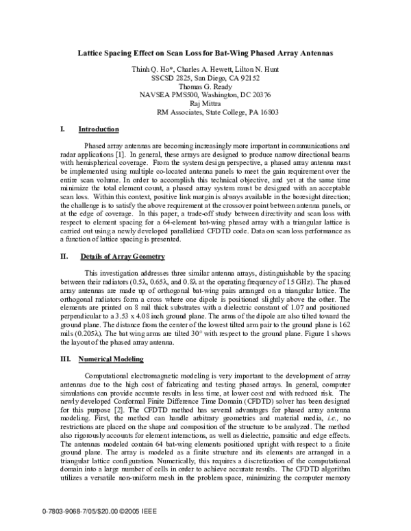 (PDF) Lattice Spacing Effect on Scan Loss for Bat-Wing Phased Array ...