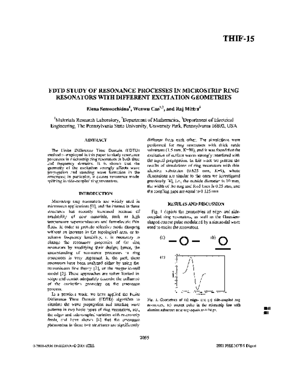 (PDF) FDTD study of resonance processes in microstrip ring resonators ...