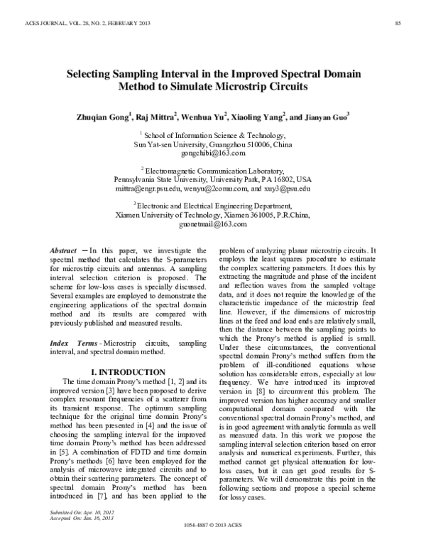 (PDF) Selecting Sampling Interval in the Improved Spectral Domain Method to Simulate Microstrip ...