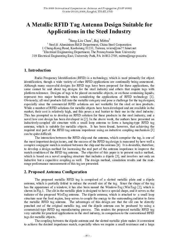 (PDF) A Metallic RFID Tag Antenna Design Suitable for Applications in ...