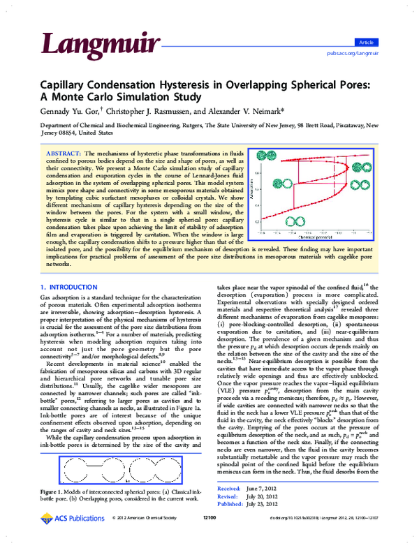 (PDF) Capillary Condensation Hysteresis in Overlapping Spherical Pores ...