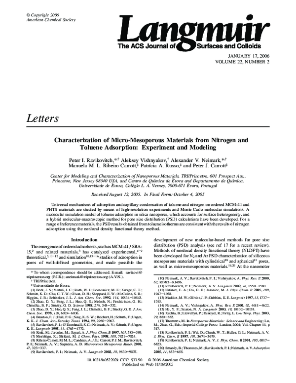 (PDF) Characterization of Micro-Mesoporous Materials from Nitrogen and ...