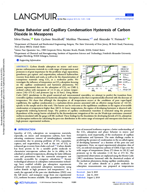 (PDF) Phase Behavior and Capillary Condensation Hysteresis of Carbon ...