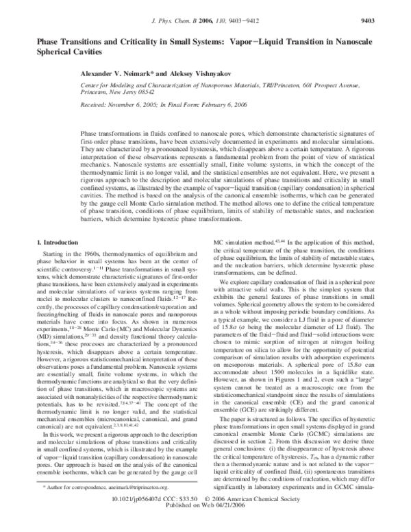 (PDF) Phase Transitions and Criticality in Small Systems: Vapor−Liquid ...