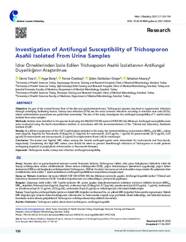 (PDF) Investigation of Antifungal Susceptibility of Trichosporon Asahii ...