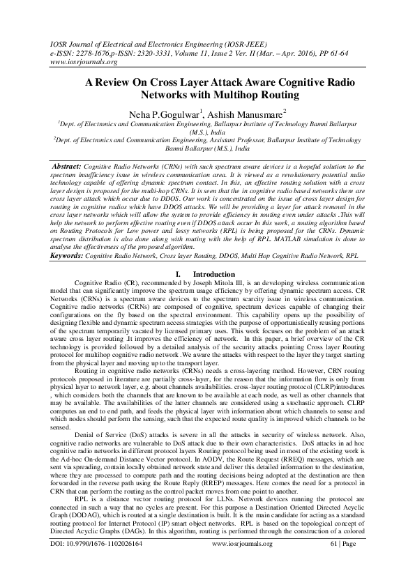 Pdf A Review On Cross Layer Attack Aware Cognitive Radio Networks