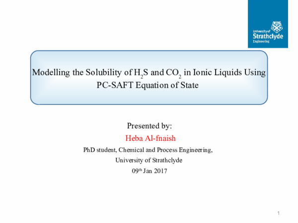 (PDF) Modelling the solubility of H2S and CO2 in ionic liquids using PC-SAFT equation of state