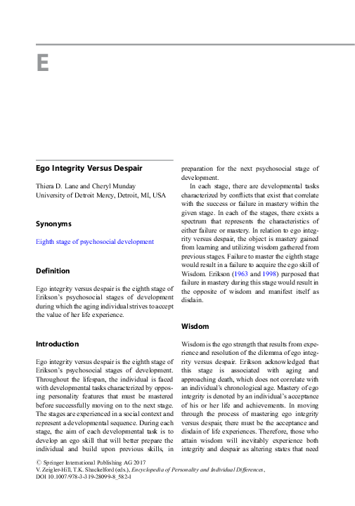 (PDF) Ego Integrity Versus Despair