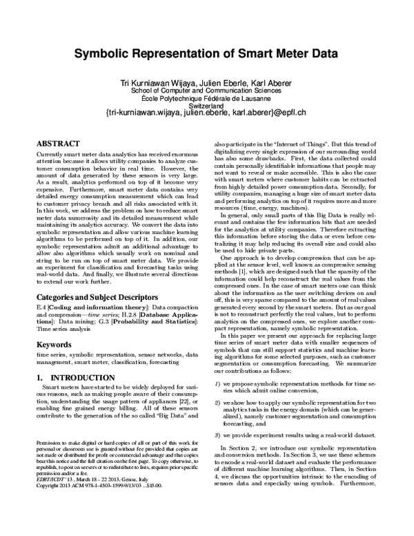 (PDF) Symbolic representation of smart meter data