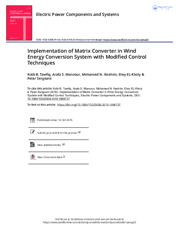 (PDF) Implementation of Matrix Converter in Wind Energy Conversion ...
