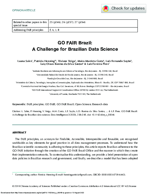 (PDF) GO FAIR Brazil: A Challenge for Brazilian Data Science