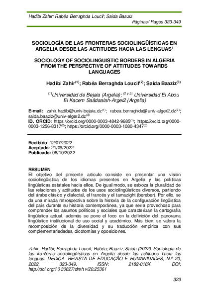 (PDF) Sociology of sociolinguistic borders in Algeria from the ...