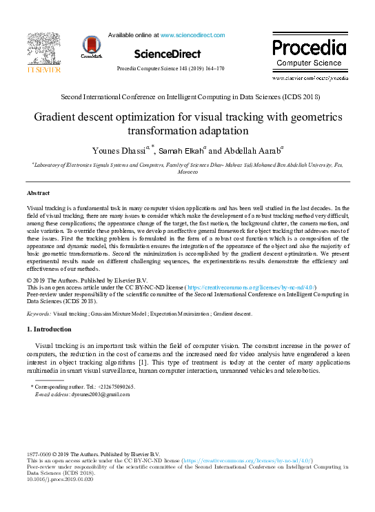 (PDF) Gradient descent optimization for visual tracking with geometrics transformation adaptation