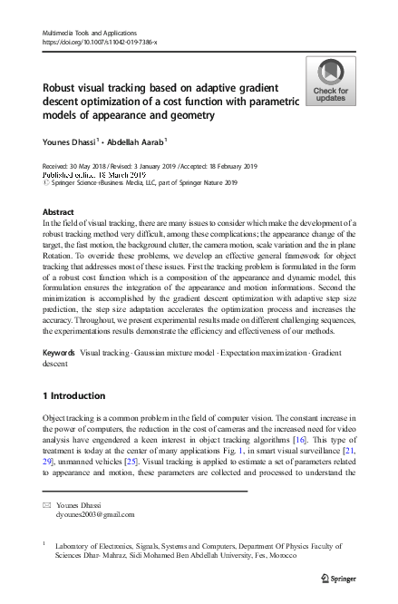 (PDF) Robust visual tracking based on adaptive gradient descent optimization of a cost function ...