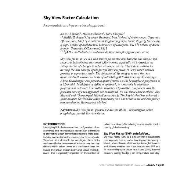 (PDF) Sky View Factor Calculation - A computational-geometrical approach