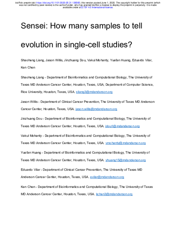 (PDF) Sensei: How many samples to tell evolution in single-cell studies ...