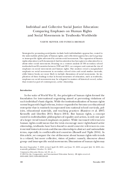 (PDF) Individual and Collective Social Justice Education: Comparing ...