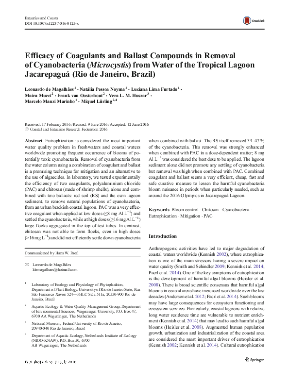 (PDF) Efficacy of Coagulants and Ballast Compounds in Removal of ...
