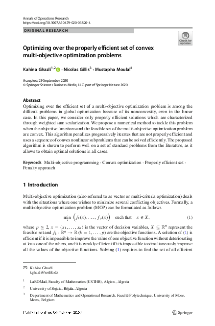 (PDF) Optimizing over the properly efficient set of convex multi-objective optimization problems
