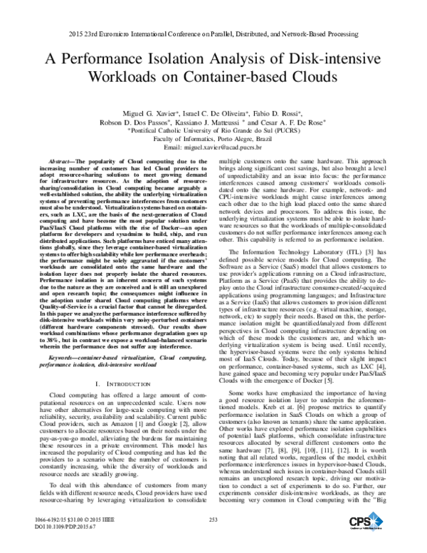 (PDF) A Performance Isolation Analysis of Disk-Intensive Workloads on Container-Based Clouds ...
