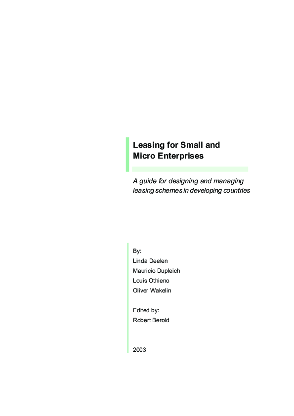 (PDF) Leasing for Small and Micro Enterprises. A guide for designing ...