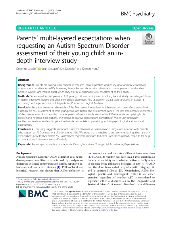 (PDF) Parents' Multi-layered Expectations when Requesting an Autism ...