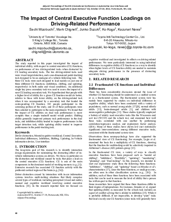 (PDF) The Impact of Central Executive Function Loadings on Driving ...