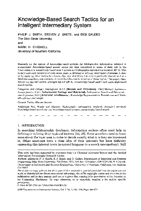 (PDF) Knowledge-based search tactics for an intelligent intermediary system