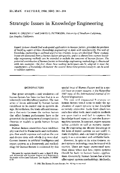(PDF) Strategic Issues in Knowledge Engineering