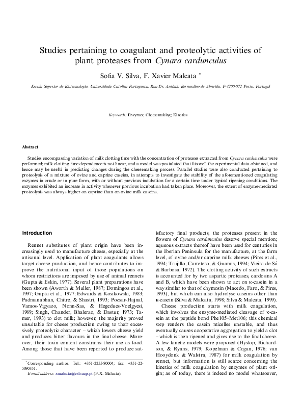 (PDF) Studies pertaining to coagulant and proteolytic activities of ...