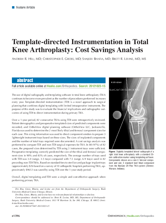 (PDF) Template-directed Instrumentation in Total Knee Arthroplasty ...