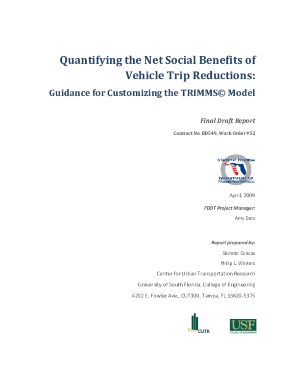 (PDF) Quantifying Net Social Benefits of Vehicle Trip Reduction Impacts