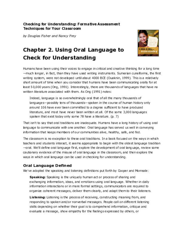 (PDF) Checking for understanding: Formative assessment techniques for ...