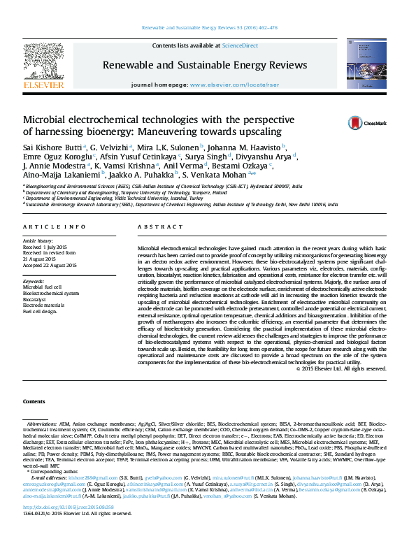 (PDF) Microbial electrochemical technologies with the perspective of ...