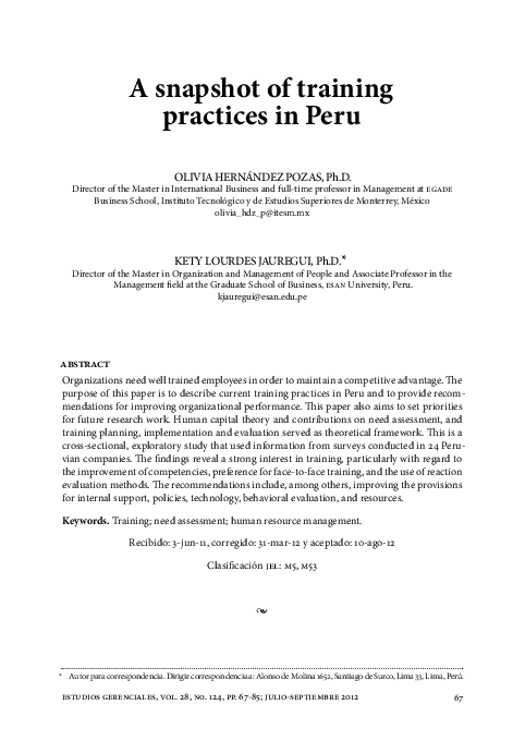 (PDF) A snapshot of training practices in Peru