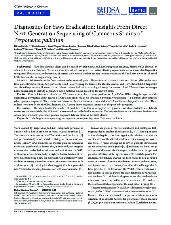 (PDF) Diagnostics for yaws eradication: insights from direct next ...