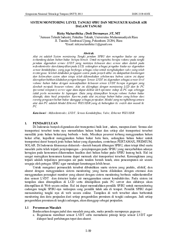 (PDF) Sistem Monitoring Level Tangki SPBU dan Mengukur Kadar Air dalam ...