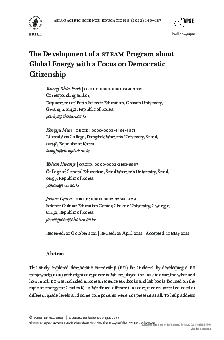 (PDF) The Development of a STEAM Program about Global Energy with a ...