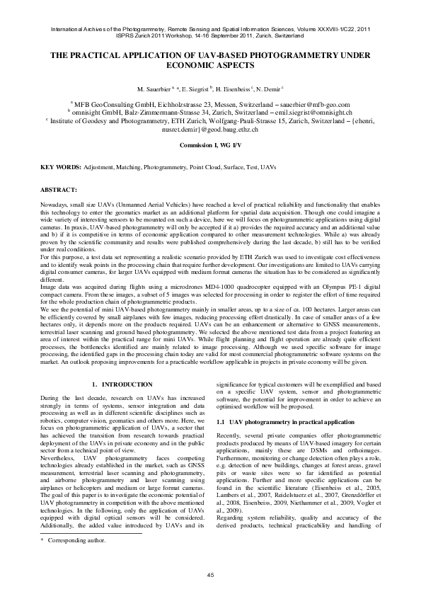 (PDF) The practical application of UAV-based photogrammetry under economic aspects