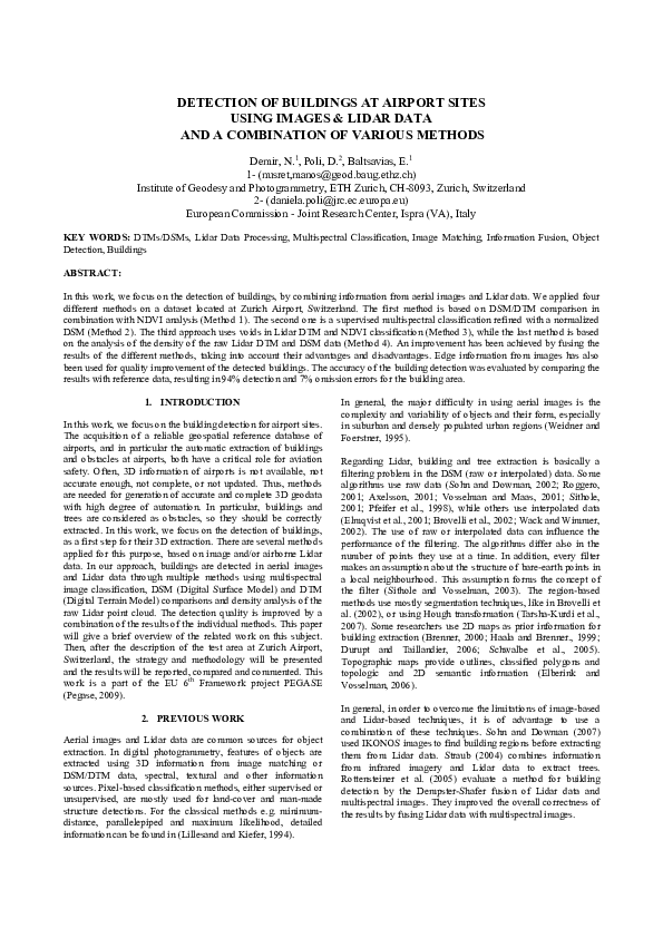 Pdf Detection Of Buildings At Airport Sites Using Images And Lidar Data And A Combination Of
