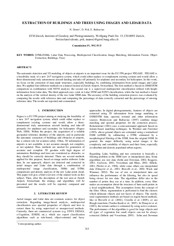 (PDF) Extraction of buildings and trees using images and LiDAR data