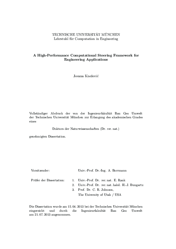 (PDF) A high-performance computational steering framework for engineering applications